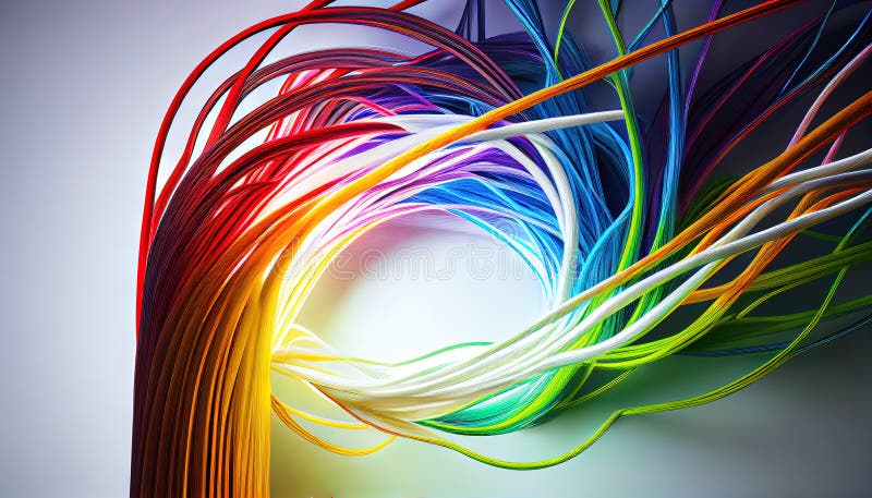 Bright Rainbow Wires Abstract Background. AI Render Stock Illustration ...
