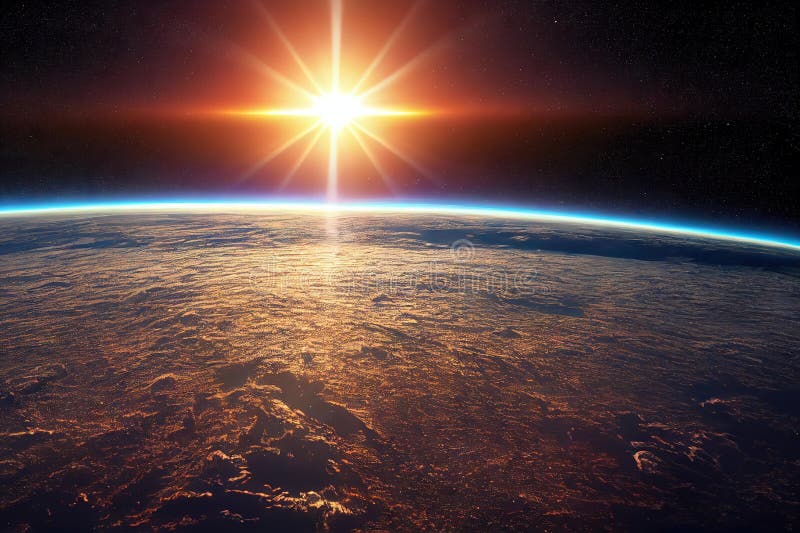 A Bright Ray of Sun Illuminates Planet& X27;s Orbit. Stock Illustration ...