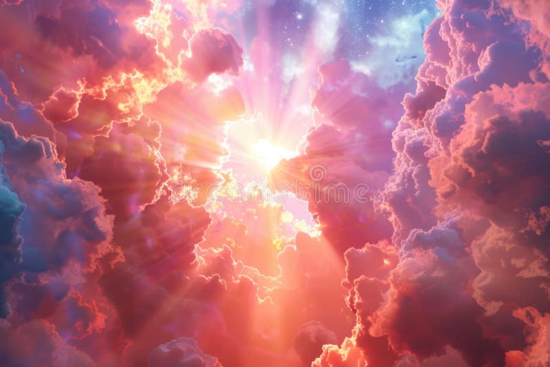 A Bright Ray of Sunshine Breaks through the Cloudy Sky Stock Image ...