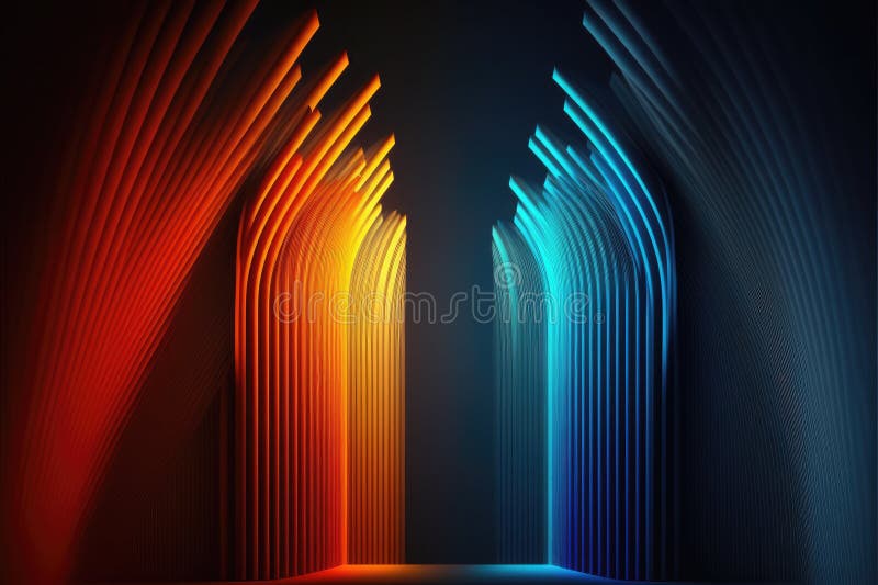 Bright Rays of Neon Light and Colorful Glowing Lines, Abstract ...