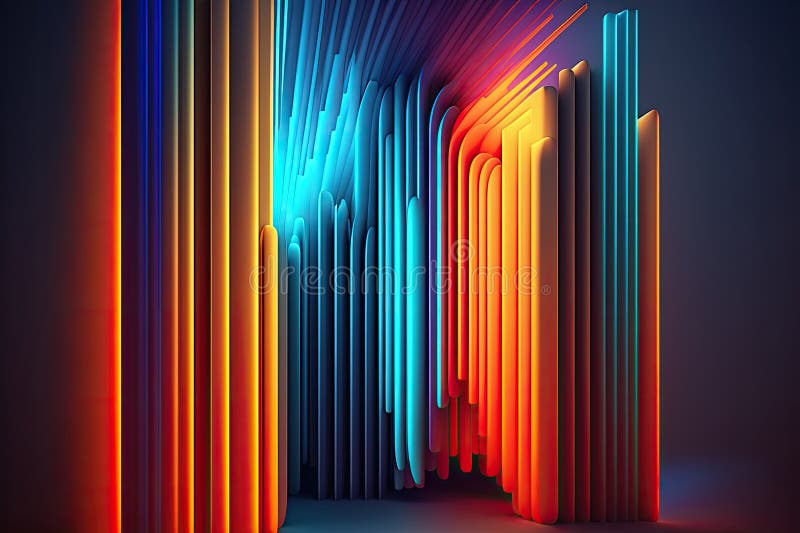 Bright Rays of Neon Light and Colorful Glowing Lines, Abstract ...