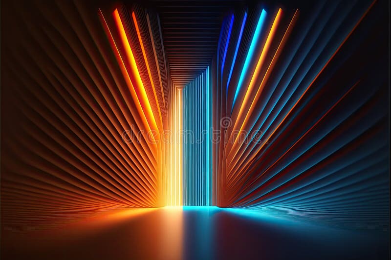Bright Rays of Neon Light and Colorful Glowing Lines, Abstract ...