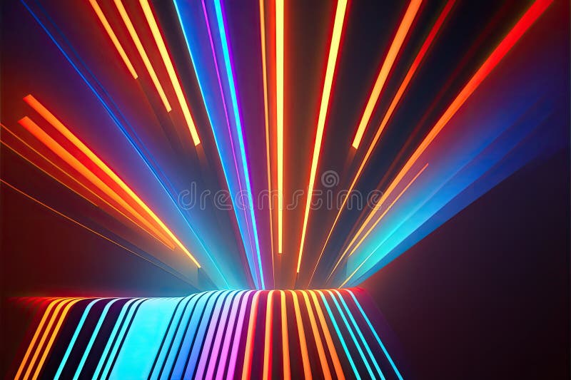 Bright Rays of Neon Light and Colorful Glowing Lines, Abstract ...