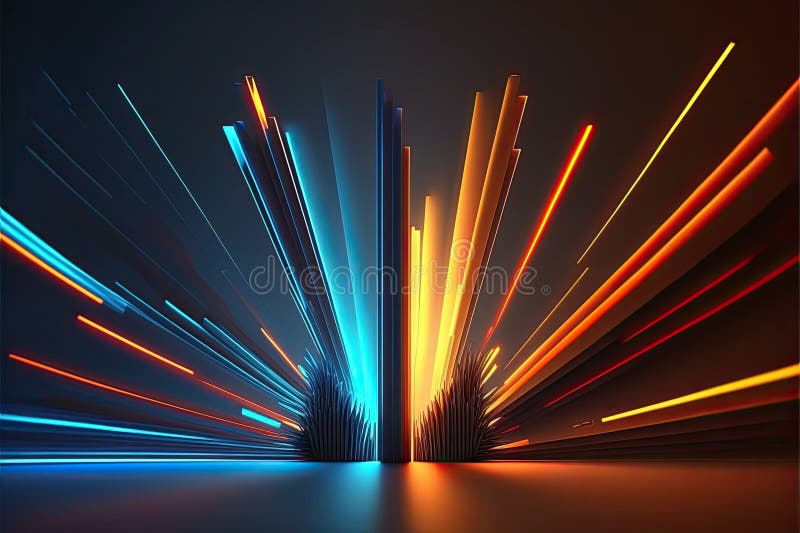 Bright Rays of Neon Light and Colorful Glowing Lines, Abstract ...