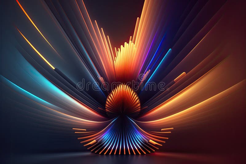 Bright Rays of Neon Light and Colorful Glowing Lines, Abstract ...