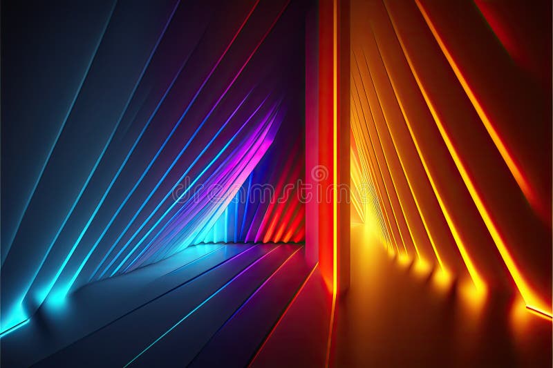 Bright Rays of Neon Light and Colorful Glowing Lines, Abstract ...