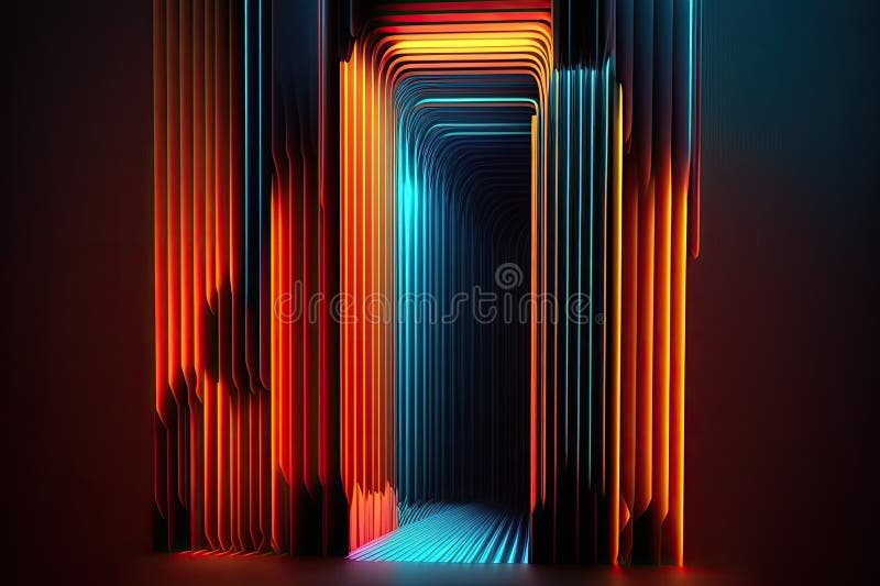 Bright Rays of Neon Light and Colorful Glowing Lines, Abstract ...