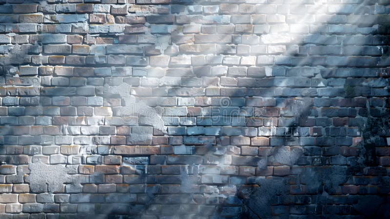 Sunlight Streaming through Clouds, Illuminating a Rustic Brick Wall in ...