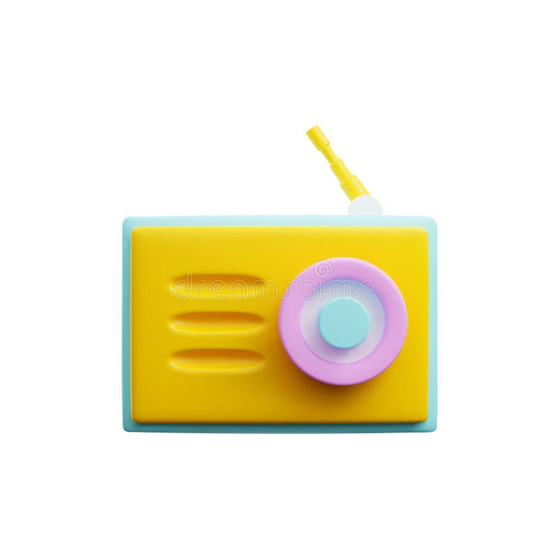Bright Realistic Yellow Retro Radio 3D Style, Vector Illustration Stock ...