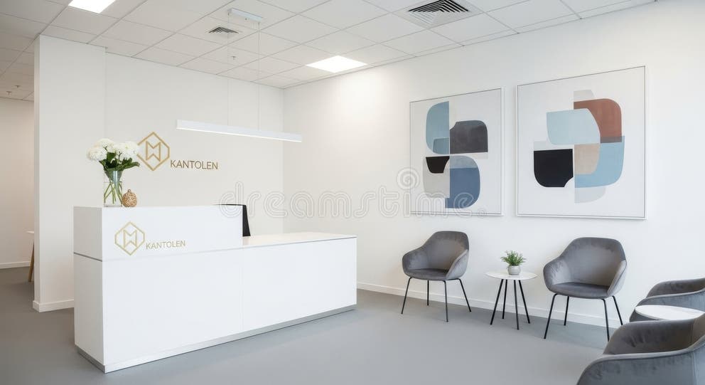 Modern Office Reception Area Design Concept Stock Illustration ...
