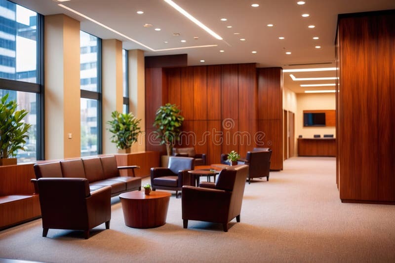 Bright Reception Waiting Room, Modern Office Building Interior Stock ...