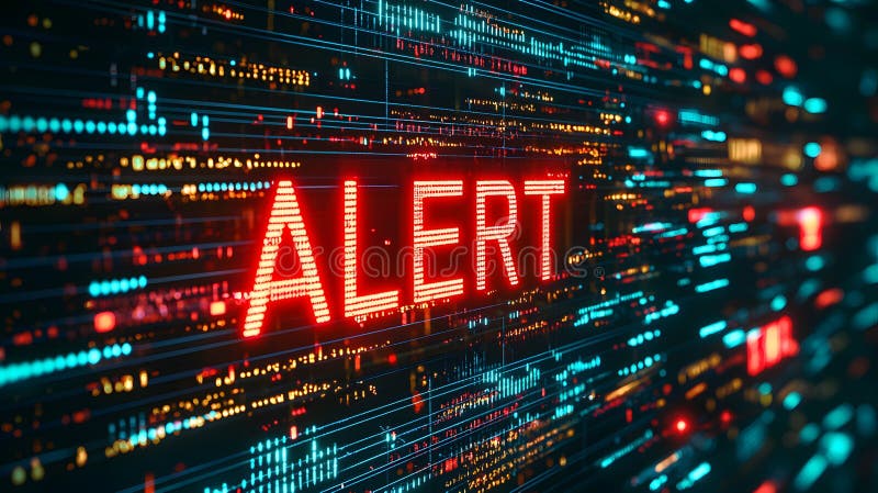 Bright Red Alert Notification on Digital Screen Stock Illustration ...