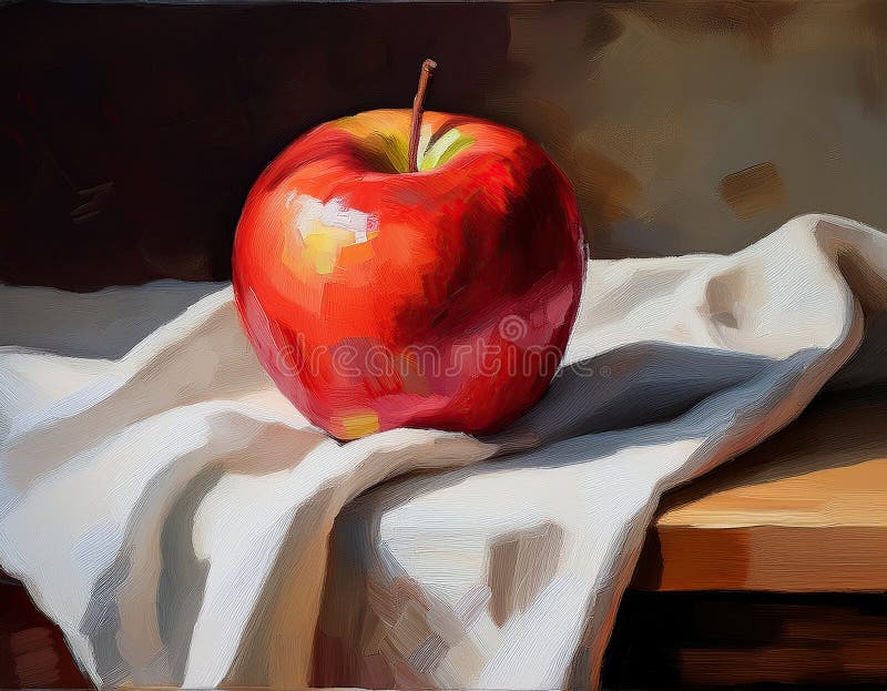 Bright Red Apple in Gentle Light Stock Illustration - Illustration of ...