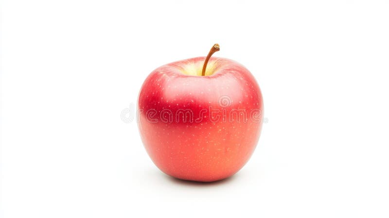 Bright Red Apple Standing Alone on a Plain White Background Showcasing ...