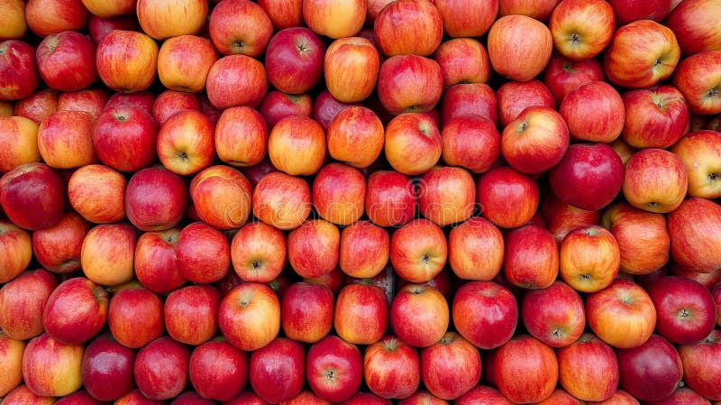 Bright Red Apples Neatly Stacked in a Pyramid Formation Stock ...