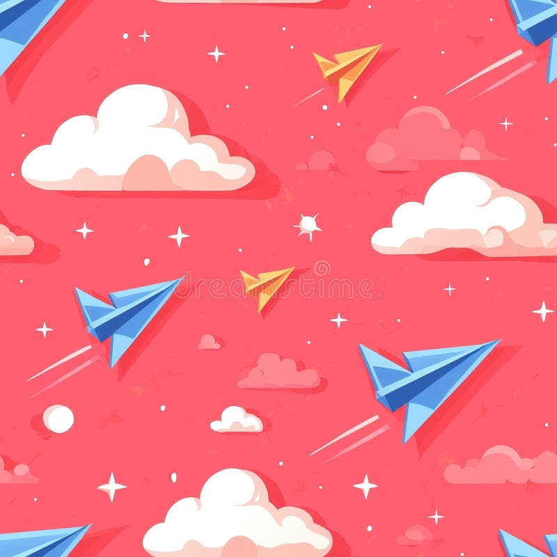 Bright Red Background Adorned with Playful Paper Airplanes Creating a ...