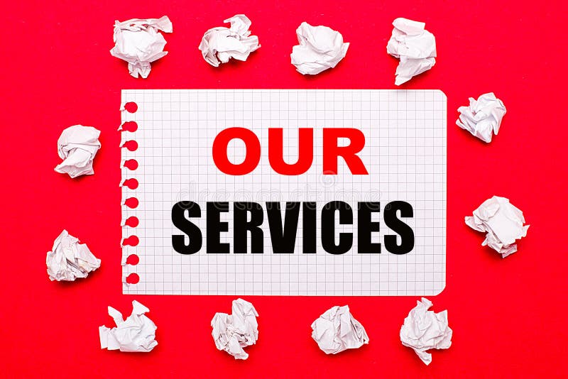 On a Bright Red Background, White Crumpled Sheets of Paper and a Sheet ...