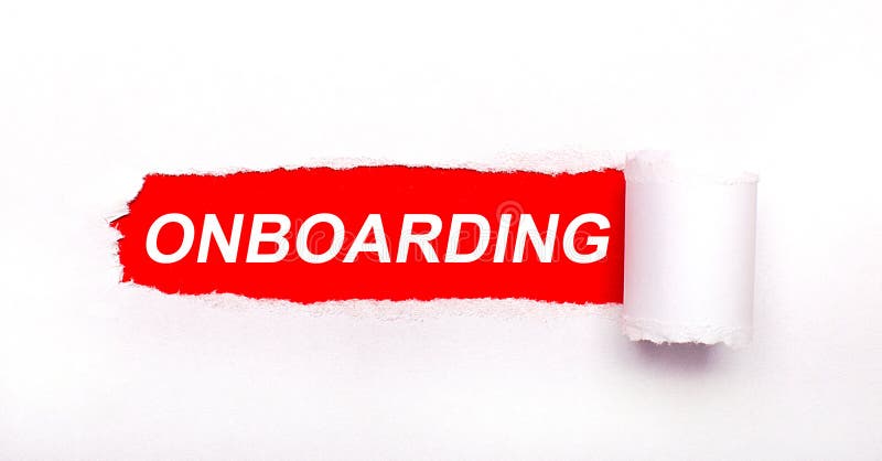 On a Bright Red Background, White Paper with a Torn Stripe and the ...