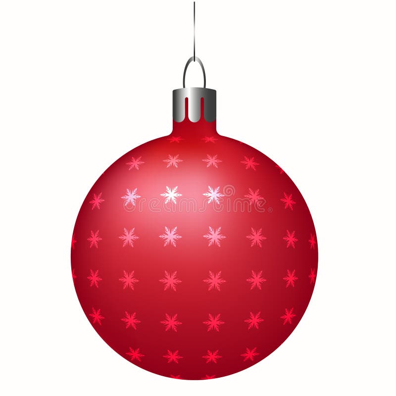 Bright Red Ball with Snowflakes for Christmas Tree Decoration. Vector ...