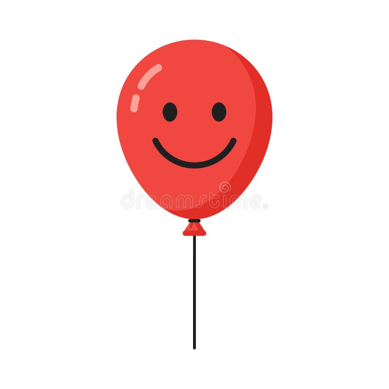 Bright Red Balloon with a Smiling Face in a Flat Design Style Vector ...