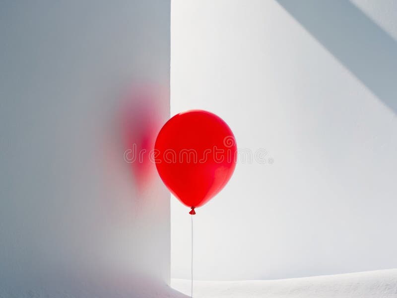 A Bright Red Balloon with a String on a White Backdrop. Stock ...