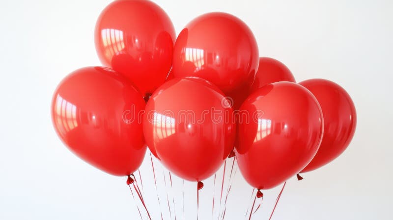 Bright Red Balloons Cluster Against White Background Celebrating Joy ...