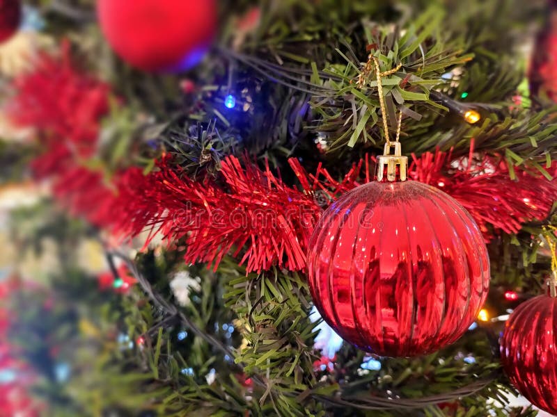 The Bright Red Balls of the Christmas Tree As an Element of Christmas ...