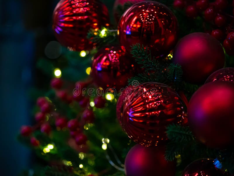 Bright Red Balls on a Dark Green Background. Stock Image - Image of ...