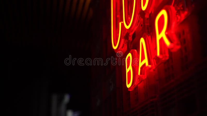Bright Red Bar Neon Sign with Black Copy Space Stock Video - Video of ...