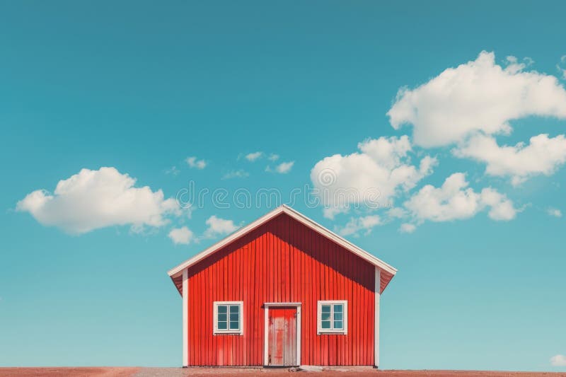 Bright Red Barn Standing in a Desolate Landscape Stock Photo - Image of ...