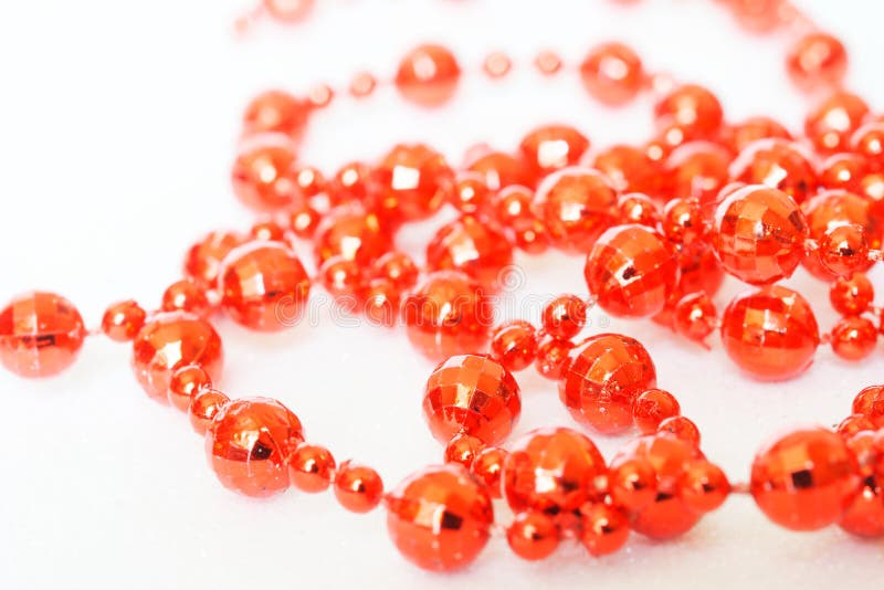 Bright Red Beads - Jewelry on a Light Background. Selective Focus Stock ...