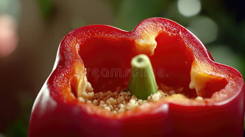 A Bright Red Bell Pepper Photographed Up Close Stock Photo - Image of ...