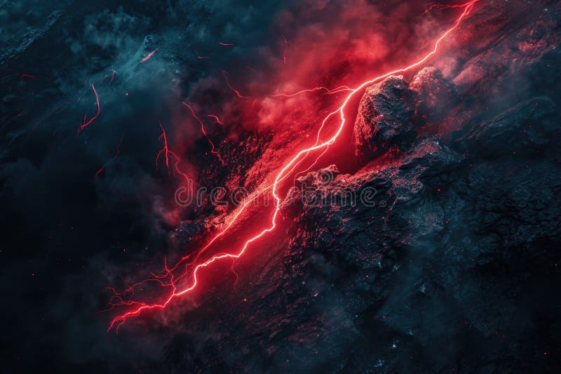 A Bright Red and Black Lightning Bolt Symbolizes Energy and Power Stock ...