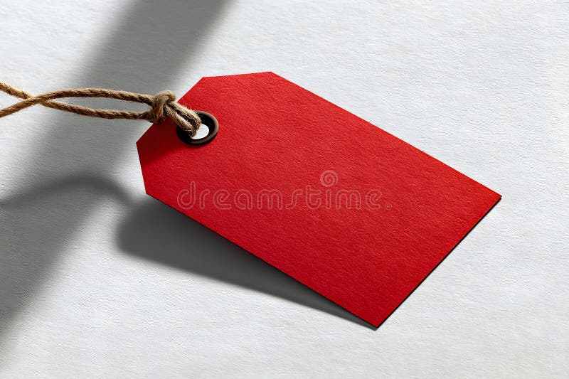 Bright Red Blank Tag Sits on a White Surface Stock Illustration ...