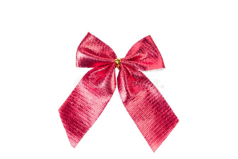 Bright Red Bow with a Gold Ring Stock Photo - Image of braiding, knot ...
