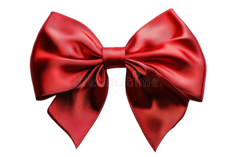 Bright Red Bow with Horizontal Ribbon Displayed on a Solid Background ...
