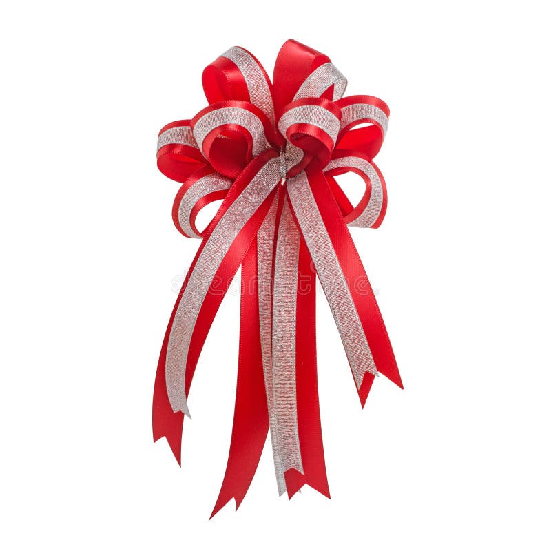 Bright Red Bow Isolated on White Stock Photo - Image of horizontal ...