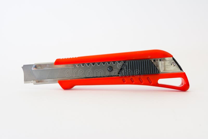 Bright Red Box Cutter Metal Blades New Clean Object White Background ...