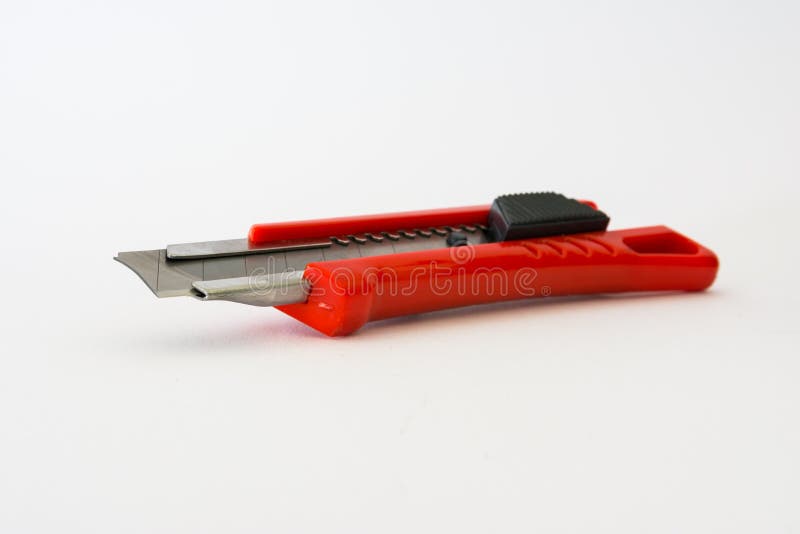Bright Red Box Cutter Metal Blades New Clean Object White Background ...