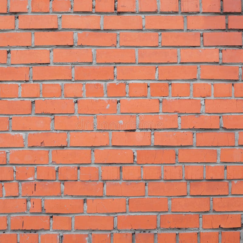 Bright Red Brick Wall Made of Little Bricks Closeup Stock Photo - Image ...