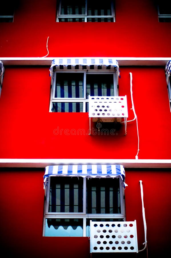 Bright Red Building Front Picture. Image: 3475198