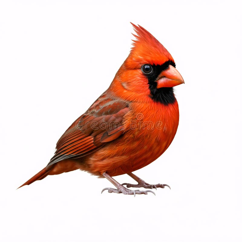 A Bright Red Cardinal with a Prominent Crest, Perched on a Branch ...