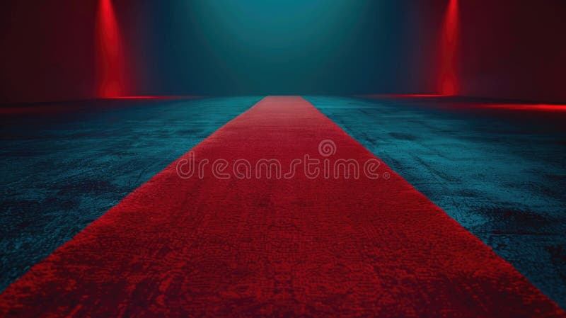 A Bright Red Carpet with Three Spotlights Shining in the Background ...