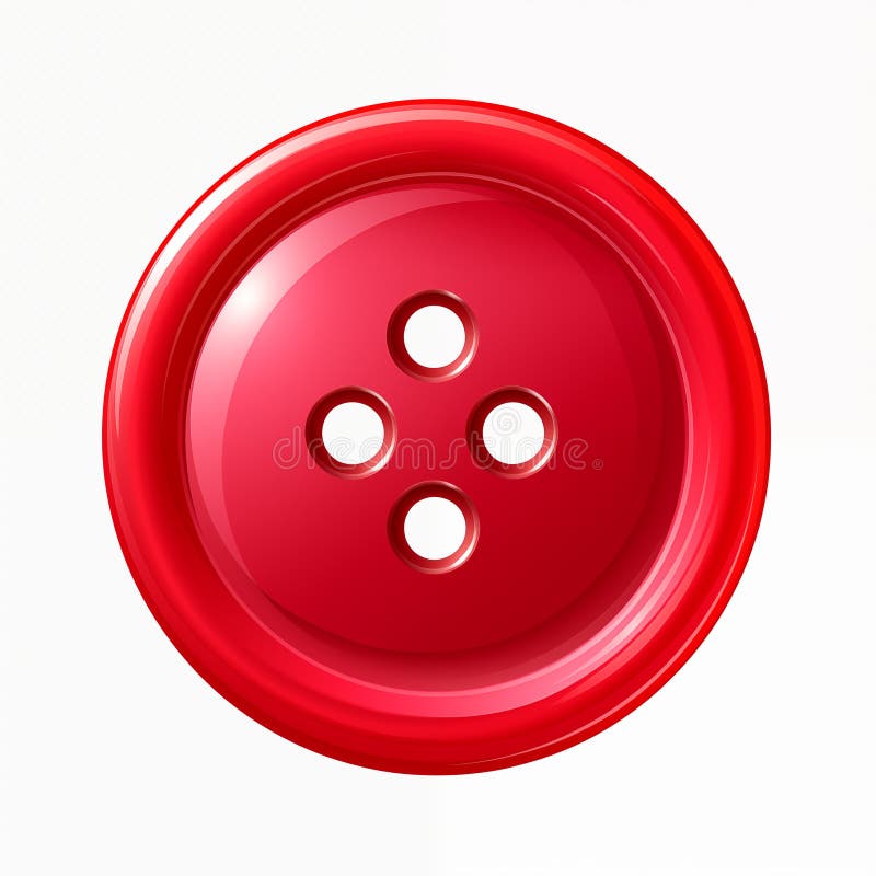 A Bright Red Cartoon Button with Four Holes, Symbolizing Sewing and ...