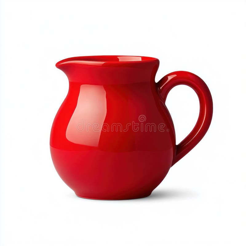 Bright Red Ceramic Jug Isolated on White Stock Illustration ...