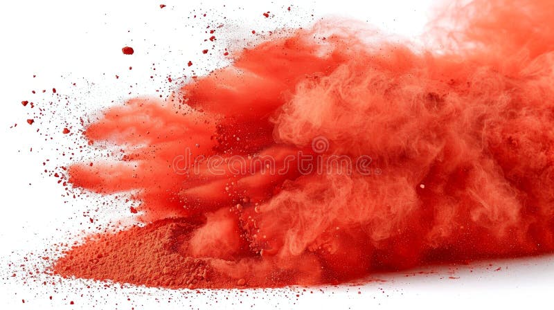 Red Chalk Pieces and Powder Explode in Mid-air, Creating a Dynamic ...