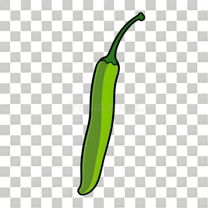 Bright Green Chili Pepper Vector Illustration with Bold Outlines Stock ...