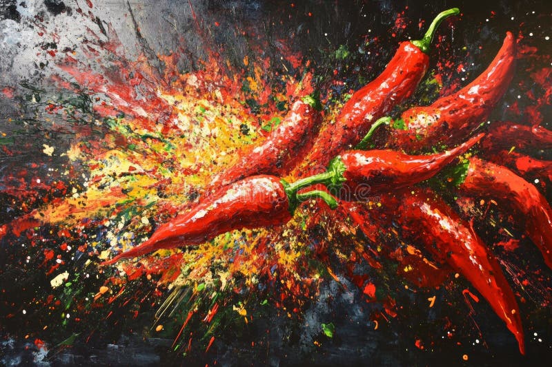 A Vibrant Explosion of Chili Peppers Creating a Striking Visual Effect ...