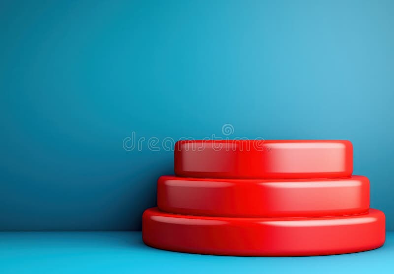 Bright Red Circular Platforms on Blue Background for Display Purposes ...