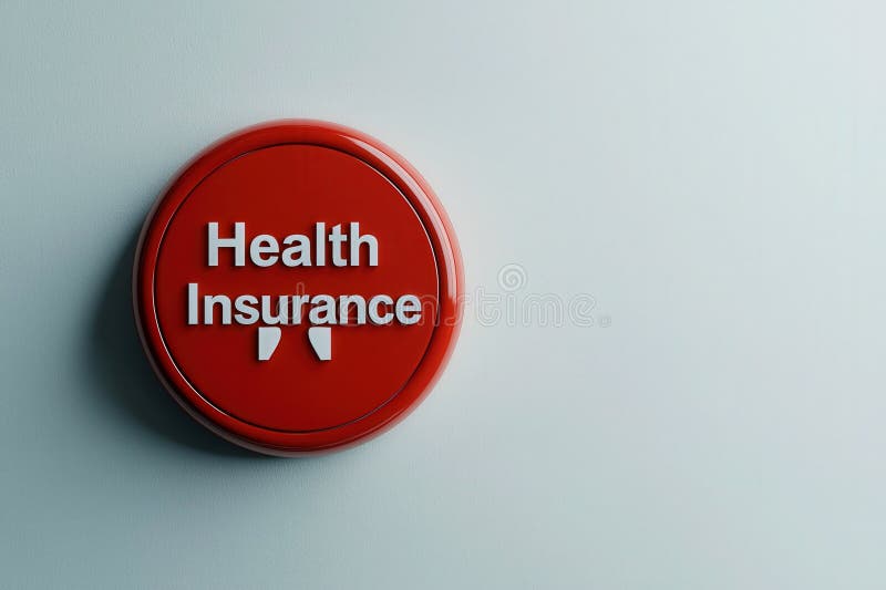 Bright Red Health Insurance Sign on a Minimalist Wall Indicating ...